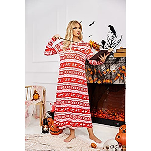 Ekouaer Women's Christmas Nightgown Long Sleeve Modest Nightshirt Warm Cotton Sleepshirt for Women Sleepwear