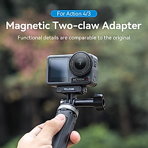 TELESIN Magnetic Adapter Mount for DJI Action 4/3 Quick Release Adapter with Connection Adapter - DJI Accessories, Attachable Tripod, Vlogging