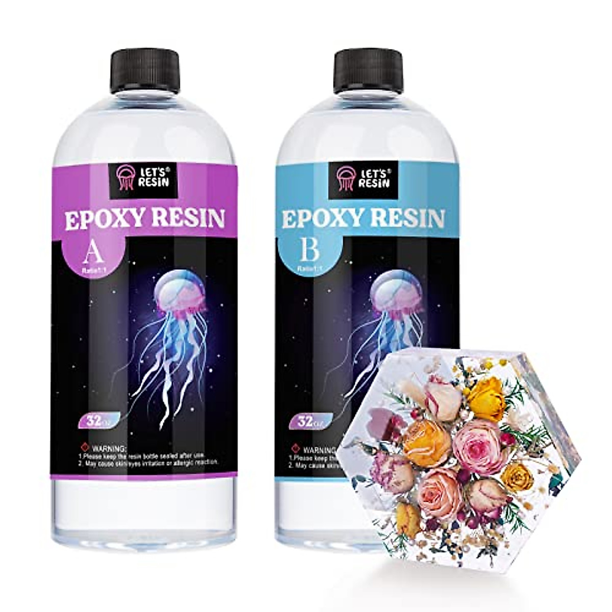 LET'S RESIN Crystal Clear Epoxy Resin, 64oz Bubbles Free Epoxy Resin, Table Top & Bar Top Casting Resin, Clear Epoxy Resin for Art Crafts, Jewelry Making