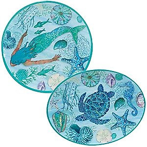 Certified International Serene Seas Melamine Platter Set, Multicolor, Large, 2 Piece