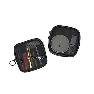 Patu Mesh Travel Toiletry Bag, Transparent Standing Pouch, Portable Shaving Washing Kits Organizer, Personal Care Trip Case, Pack of 2 (Size S), Black