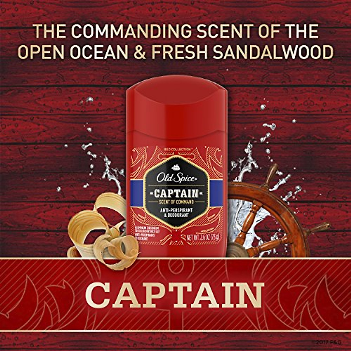 Old Spice Red Collection Invisible Solid Anti-Perspirant and Deodorant for Men, Captain, 2.6 oz