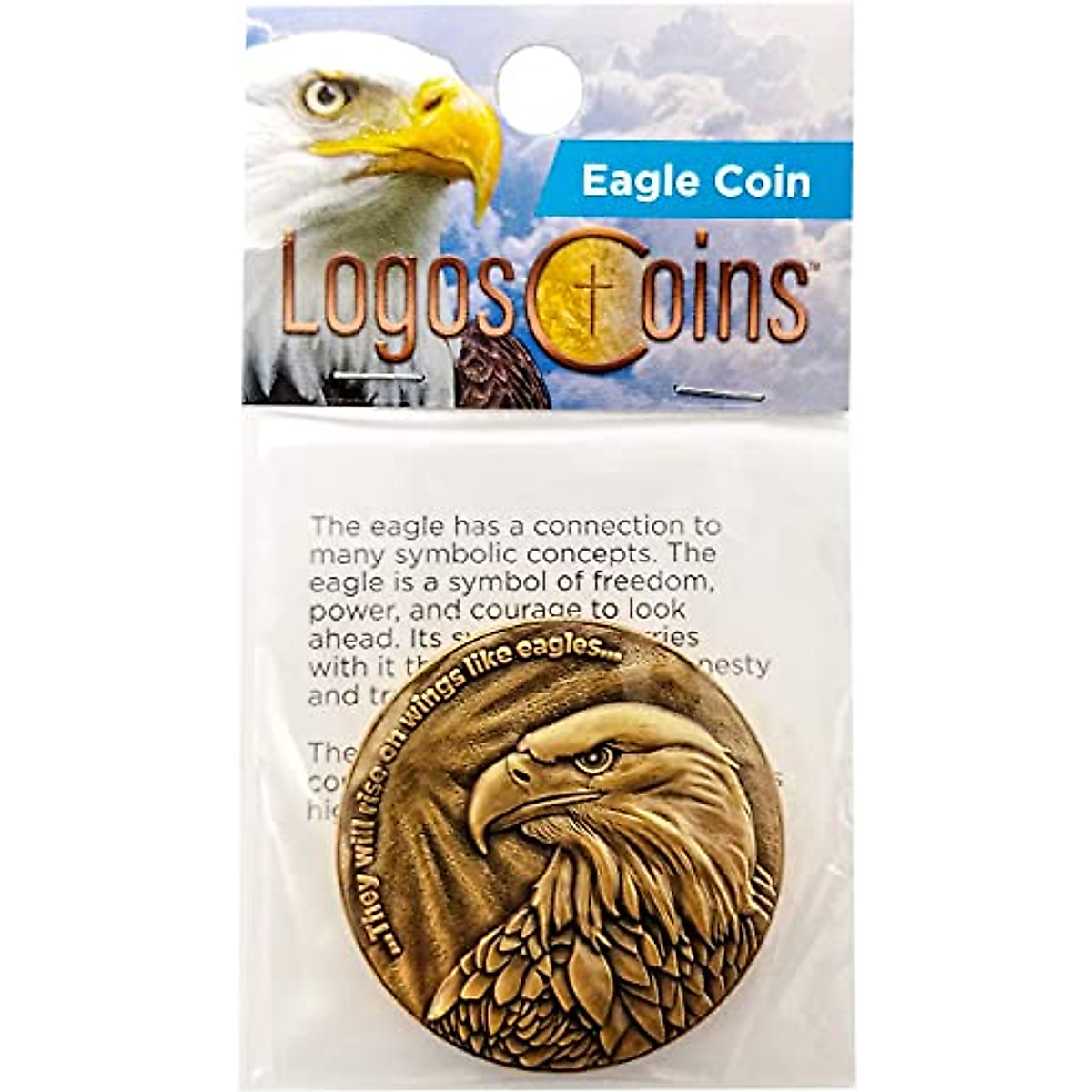 Christian Challenge Coins, Zinc-Alloy with Antique Gold-Color Plating | Task Ahead I Can Do All Things Coin, Eagle Coin, Faith Can Move Mountains Coin | Value Variety Pack of 3 | Assortment 2