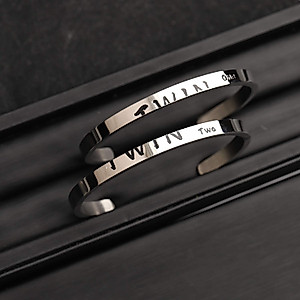 ENSIANTH Twins Gift Twin Bracelet Twin One Twin Two Cuff Bangle (Twin Cuff Set)