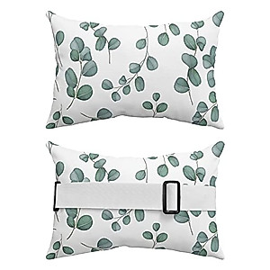 Recliner Head Pillow Ledge Loungers Chair Pillows with Insert Summer Leaves Pattern Lumbar Pillow with Adjustable Strap Outdoor Waterproof Patio Pillows for Couch Beach Pool Office Chair, 2 PCS