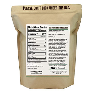 Anthony's Organic Steel Cut Oats, 3 lb, Gluten Free, Non GMO, Irish Oatmeal, Whole Grain