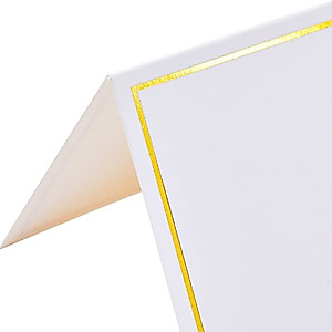 100 Pack Name Cards for Table Setting, Tent Place Cards with Gold Foil Border for Wedding, Banquets, Events, Reserved Seating, Tent Place Cards Blank (3.5 x 2 In)
