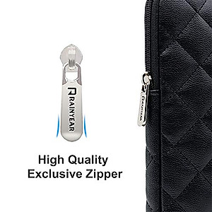 RAINYEAR 15.6 Inch Laptop Sleeve Diamond PU Leather Case Protective Shockproof Water Resistant Zipper Cover Carrying Bag Compatible with 15.6" Notebook Computer Ultrabook Chromebook(Black)