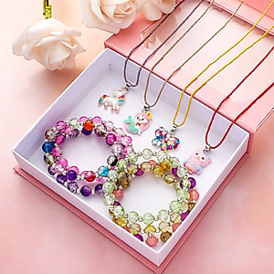 SOTOGO 12 Pieces Girls Necklaces and Bracelets Set Colorful Gift Party Favors Friendship Pretend Dress Up Play Jewelry for Kids Child Toddler, Cute Style