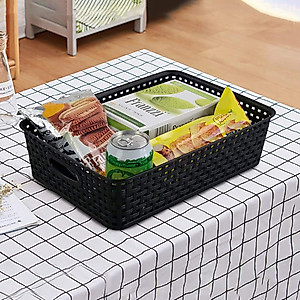 Tstorage 5 Packs Plastic Paper Storage Basket Tray for Office, Black