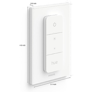Philips Hue v2 Smart Dimmer Switch and Remote, Installation-Free, Smart Home, Exclusively for Philips Hue Smart Lights (2021 Version), White, 1-Pack