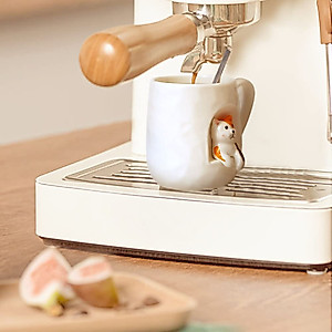 Mug Coffee Ceramic Cup Novel 3D Cat Pattern with Lid and Matching Spoon Cartoon Handmade Mug for Tea Milk Chocolate Juice Suitable for People Who Love Cats Small Animals (Cat side)