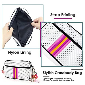Crossbody Bags for Women, Neoprene Crossbody Bag, Neoprene Cross Body Bags Purses for Women Trendy Crossbody Bag,Women's Crossbody Handbags,Christmas Birthday Gifts for Teenage Girls(White Perforated)