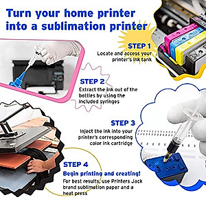 Printers Jack Sublimation Ink Refill for Epson EcoTank Supertank Printers ET-2720 ET-2760 ET-2750 ET-4700 ET-3760 WF-7710 WF-7720 400ml/Anti-UV/Upgrade Version/Offer Free ICC Printing
