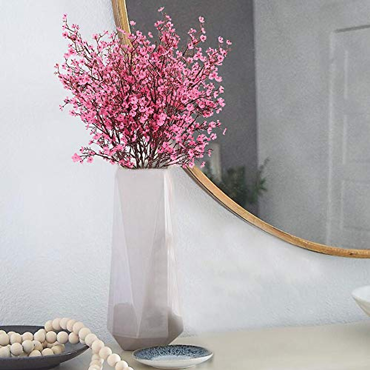 AILANDA 6 Bundles Artificial Flowers Gypsophila Bouquets Pink Valentine's Day Floral Arrangements Baby Breath Bush Real Touch Silk Floral for Wedding Table Centerpieces Party Home Garden Farmhouse