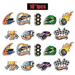 36Pcs Hot Race Car Party Hanging Swirls Decorations, Checkered Flags Racing Themed Foil Ceiling Swirl Whirl for Kids Boys Men Race Fans Birthday Party Supplies
