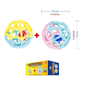 Play Ball Baby for Toddlers | 2 Outer Plus 2 Inner Balls | Rattles and Rolls for Double The Fun | Safe for Any Age