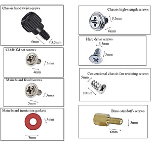 PC Computer Screws Standoffs Set Kit, for Hard Drive Computer Case Motherboard Fan Power Graphics