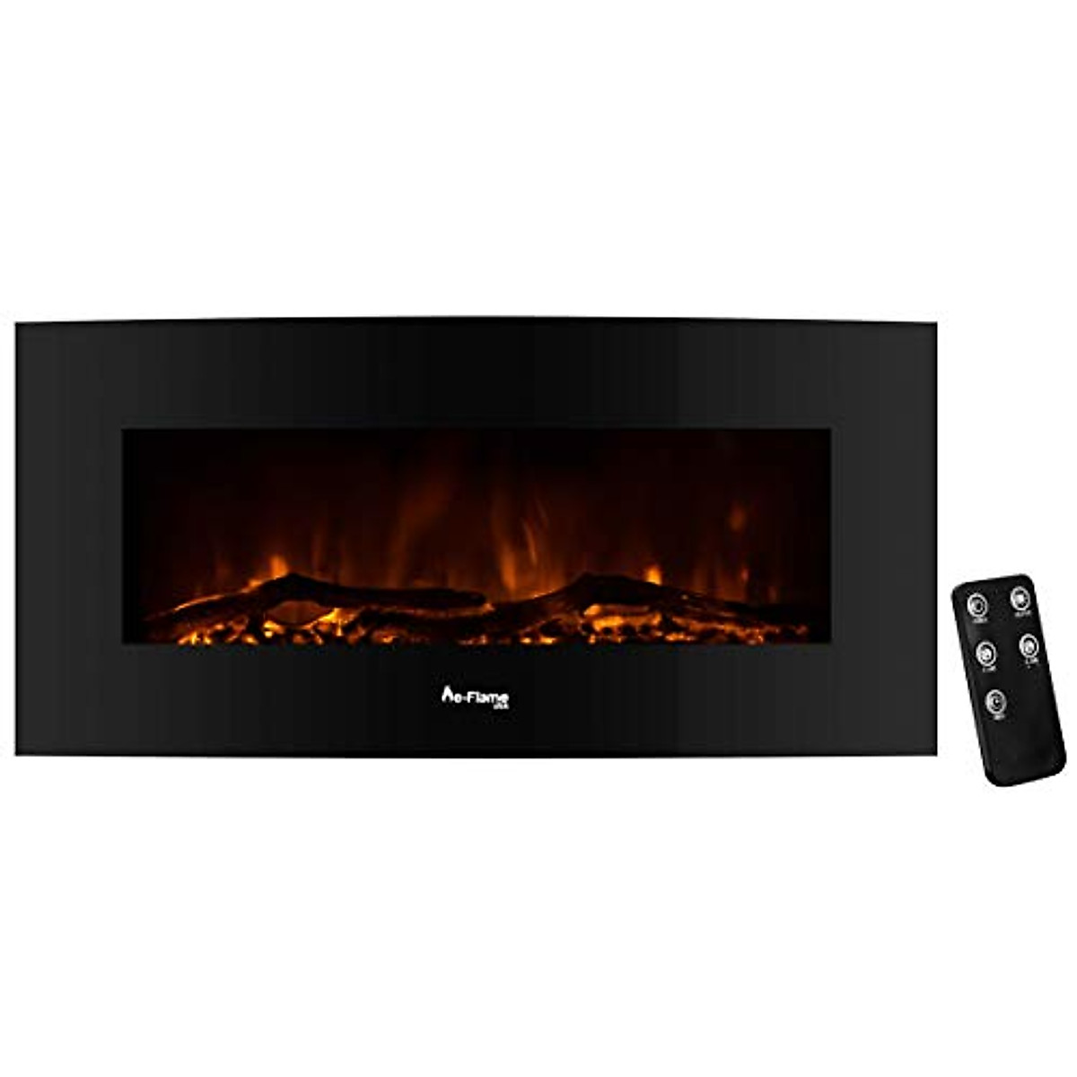 e-Flame USA Sundance Curved Wall Mounted or Freestanding LED Electric Fireplace with Remote - Adjustable, Timer, Remote - 34-inch