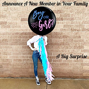 Gender Reveal Balloon, 36" Boy or Girl Balloons with Blue and Pink Confetti Decorations, Baby Gender Reveal Party Supplies Kit for Baby Shower, Gender Reveal Party