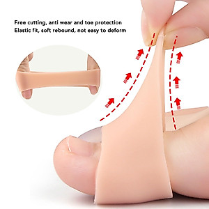 4 Pairs Reusable Toe Sleeves Cushioned Elastic Toe Pad Protectors for Blisters Fingers, Soft Resilient, Secure Wrapped, Skin Friendly, Adjustable Sizing