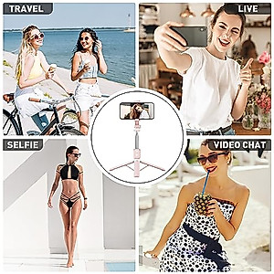 LOSODONA 44" Selfie Stick Tripod Cell Phone Tripod Bluetooth Selfie Stick Wireless Remote Tripods Compatible iPhone 14 13 12 pro Max, Android Samsung S23 S22(Pink)