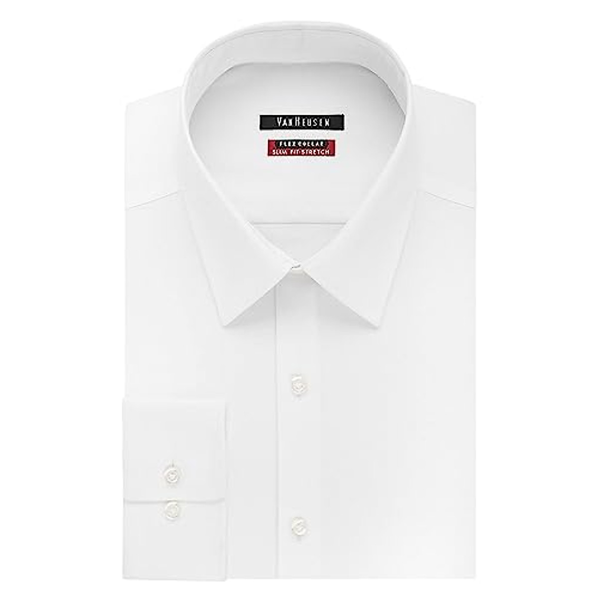 Van Heusen mens Slim Fit Flex Collar Stretch Solid Dress Shirt, White, 16.5 Neck 34 -35 Sleeve US