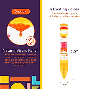 Special Supplies Liquid Motion Bubbler Pens, 6-Pack Colorful Hourglass Timer with Droplet Movement, Bedroom, Sensory Play, Cool Home or School (Pack of 6 Pens)