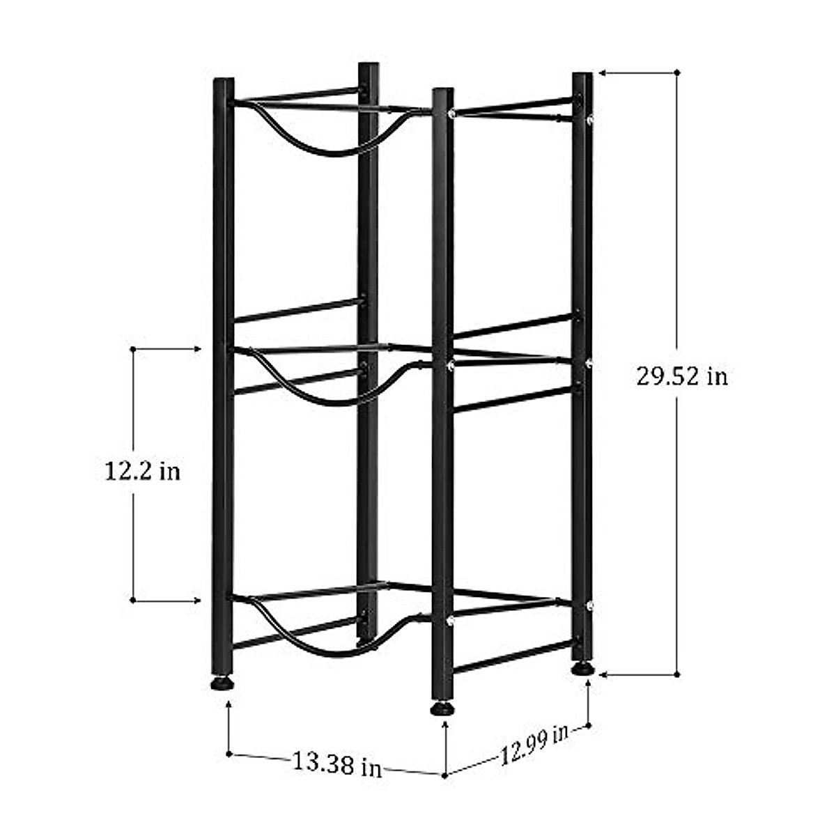 Vrisa Water Bottle Holder Water Cooler Jug Rack Water Bottle Storage Rack 5 Gallon Water Bottle Organizer for 3 Tiers Storage Heavy Duty Water Bottle Rack, Black