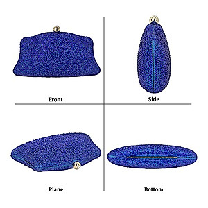 Chaliwini Shiny Rhinestone Crystal Purse Royal Blue Clutch Evening Bag For Women Wedding Party Glitter Handbag