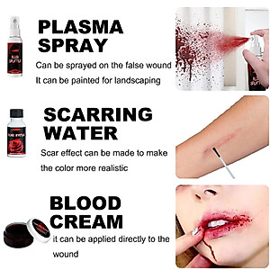 Halloween Makeup Kit Scars Wax, Halloween Fake Blood Makeup Kit ,Scary Face Makeup Fake Wound Scar Wax Stage Fake Wound Professional Makeup Palettes for Art, Theater, Halloween, Parties and Cosplay