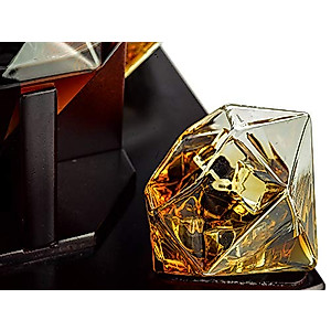 Set of 4 Diamond Whiskey & Wine Glasses 10oz - Wine, Whiskey, Water, Diamond Shaped, Diamonds Collection Sparkle Patented Wine Savant - Stands Alone, Or on Stand