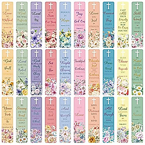 120 Pieces Bible Verses Bookmarks with Hollow Cross for Women Scripture Bookmarks Christian Book Markers for Mothers Day Gifts Women Church Supplies, Flower Style