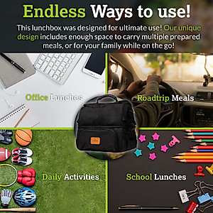 Bright Line Eating 12-Can Insulated Cooler Bag – Black PEVA Foam Lining Lunch Bag – Soft Cooler Bag w/Pockets & Mesh Shoulder Strap – Travel Cooler Bag w/Double-Deck Compartments for Camping & Beach