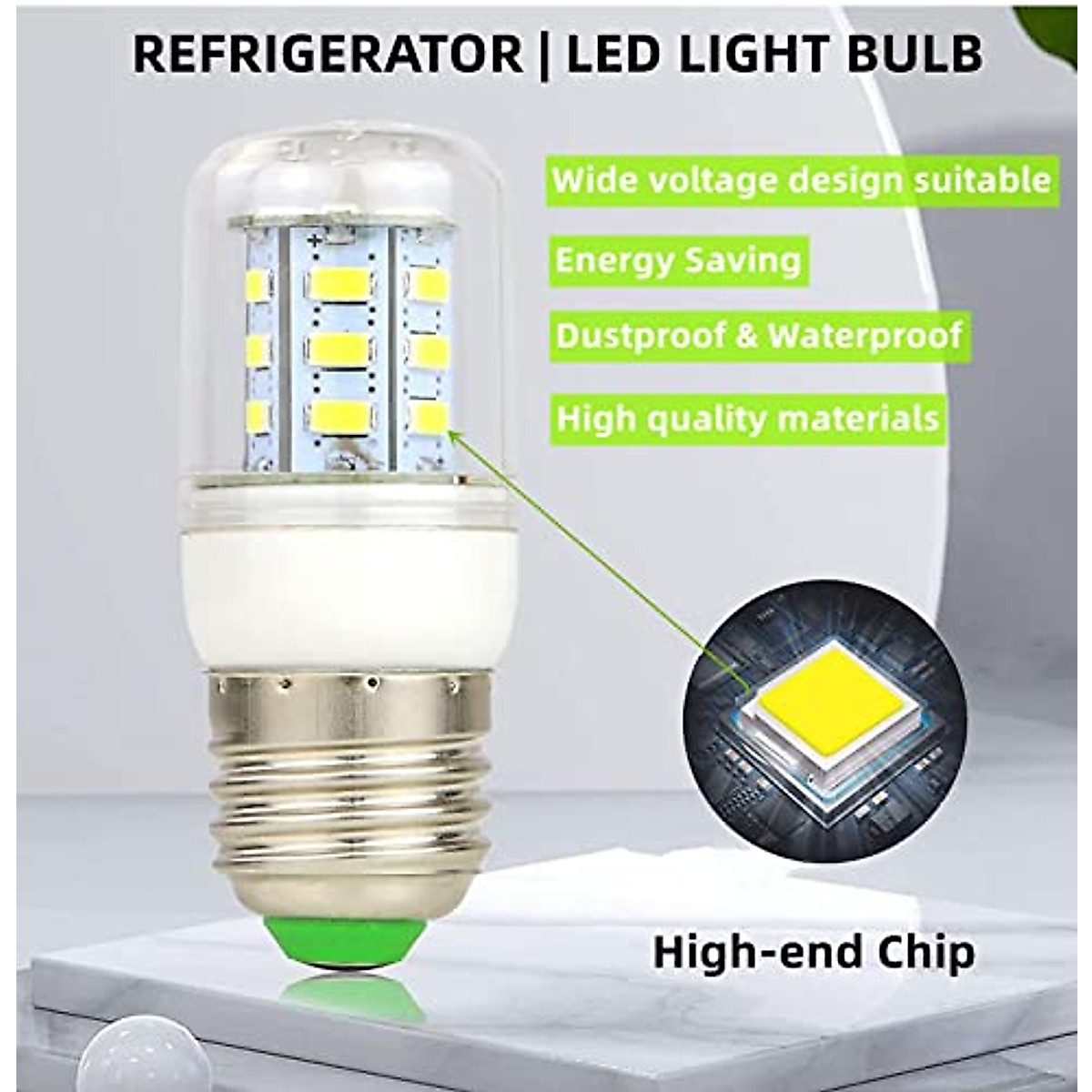 KEI 3418L Refrigerator Light Bulb for Frigidaire Kenmore 5304511738 LED Refrigerator Replacement Light PS12364857 4584444 AP6278388 (110V-240V 3.5W White)-2 Pack