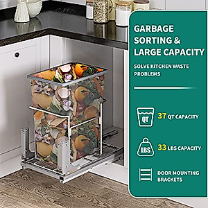 YITAHOME 37 Quart Pull-Out Trash Can Recycling Bin, Sliding Under Mount Kitchen Waste Garbage Container with Soft-Close Slides, Gray