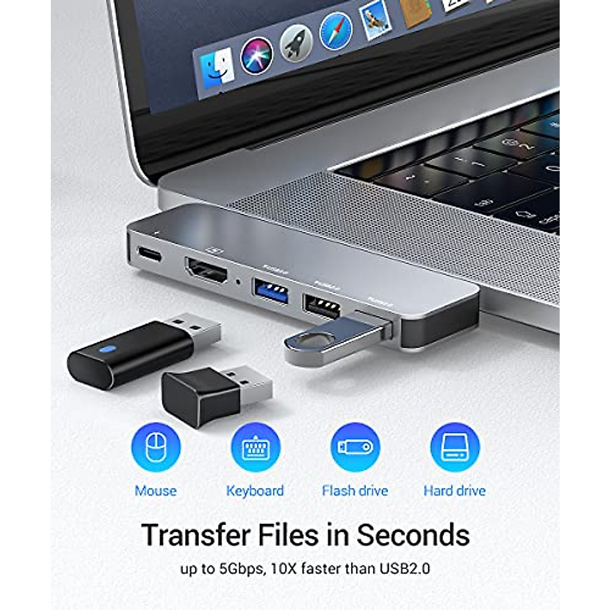 USB C Adapter for MacBook Pro 2020, MacBook Adapter HDMI, MacBook Air M1 USB Multiport USB C Hub with 4K HDMI, Thunderbolt 3, for MacBook Pro 13"-16" 2021-2016, MacBook Air 2021-2018