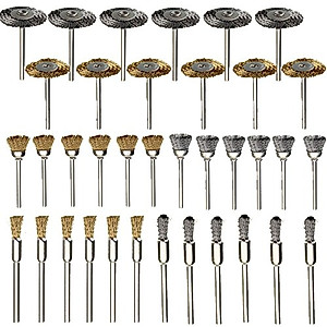 Rocaris 36Pcs Brass Steel Wire Brush Polishing Wheels Full kit for Rotary Tools