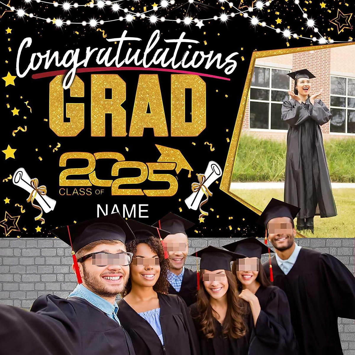 Custom Graduation Party Decorations 2023 - Personalization Large Congrats Grad Banner -Graduation Backdrop Banner Blue(Blue)