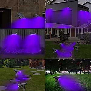 64 LEDs Solar Spot Lights Outdoor Landscape Lighting, AOUNQ 1000 Lumens 3 Lighting Modes Solar Outdoor Lights Purple, IP67 Waterproof Solar Spotlight 2-in-1 Garden Light, for Yard Pathway Flag, 2 Pack