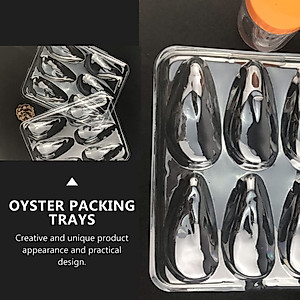 Angoily 20 PCS Disposable Oyster Plate for Oysters Serving, Transparent 6 Compartments Oyster Shell Shaped Plastic Oyster Platter Tray for Oyster Packing for Restaurant and Market