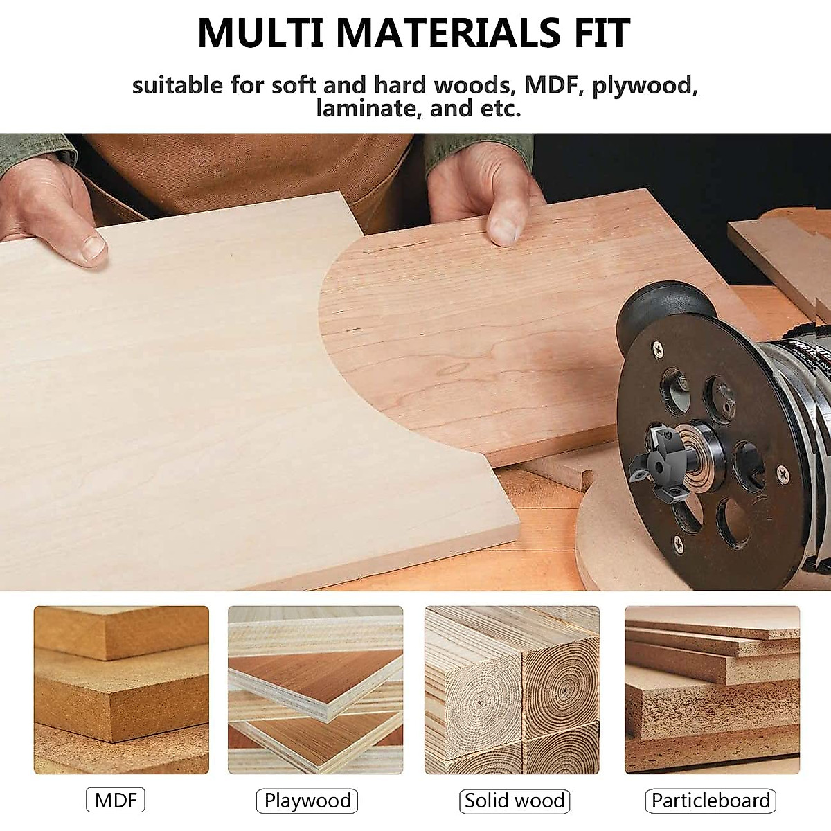 SpeTool Spoilboard Surfacing Router Bit , 1/2 inch Shank 2 Inch Cutting Diameter, Extra Long Planing Router Bit for Wood Slab Flattening Mill