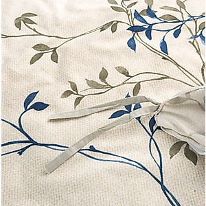 Tache Elegant Leaf Vine Nature Earthy Floral Neutral Cream Beige Tan Blue Breathable Poplin Cotton Zipper Duvet Cover, King