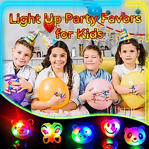 24 Pack LED Light Up Bumpy Rings Party Favors For Kids Prizes Box Toys For Birthday Classroom Rewards Treasure Box Prizes Toys Glow Party Supplies