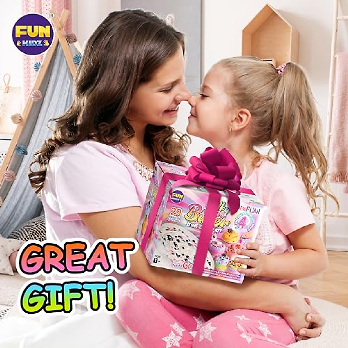 4 LB Milky Butter Slime Bucket Gift for Girls, FunKidz 64 FL OZ Huge White Premade Scented Slime Kit Toy with 29 Variety Add-Ins Perfect Birthday Present for Kids Age 6+