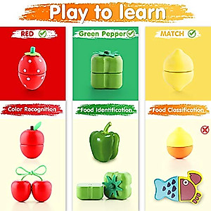iPlay, iLearn Wooden Pretend Play Food, Cutting Cooking Set W/ Chopping Board, Kitchen Vegetables Fruit Magnetic Toy, Early Learning Educational Gifts for 3, 4, 5, 6 Year Old Kids, Toddler, Boy, Girl