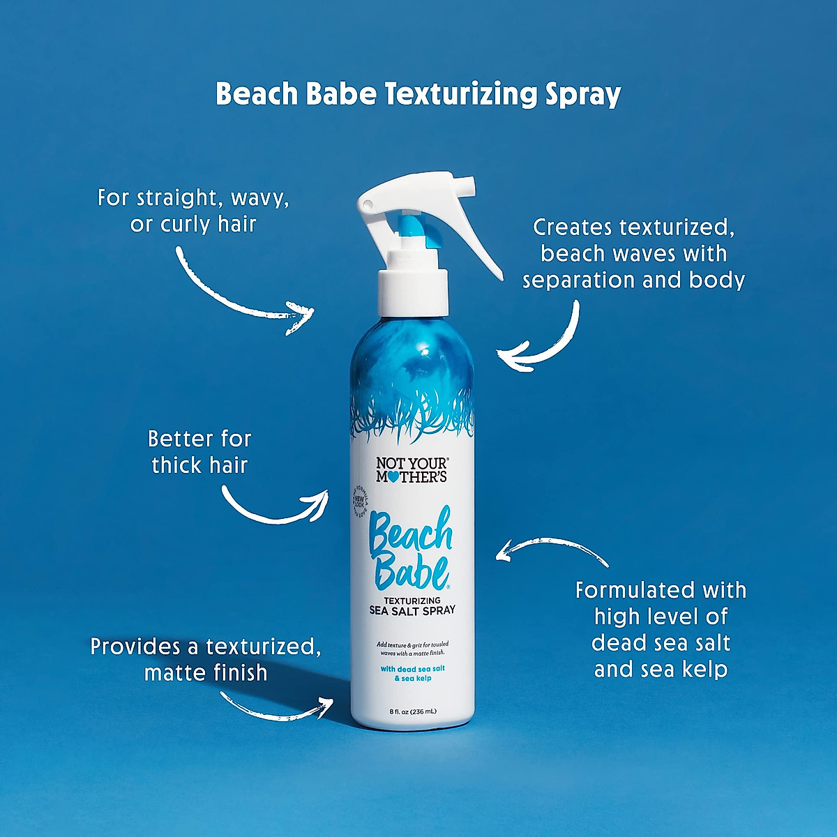 Not Your Mother's Beach Babe Sea Salt Spray - For Tousled Hair Texture with Matte Finish (8 fl oz, 3-Pack)