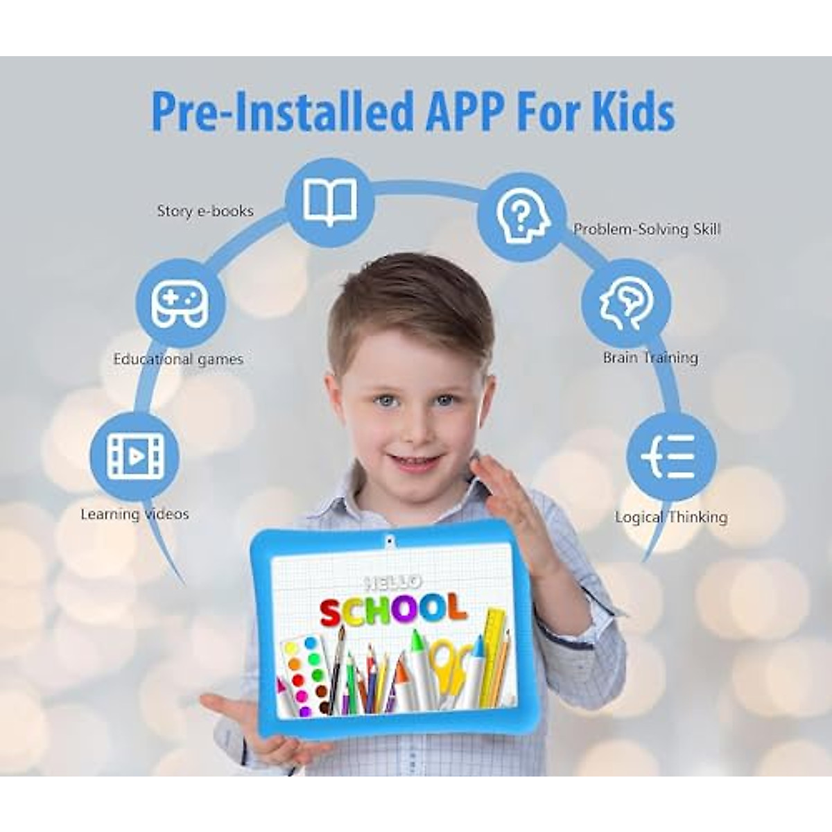 niuniutab Kids Tablet, 10 inch Android for Kids, 4GB RAM 64GB ROM, 1280x800 IPS HD Touchscreen, Tablet with Parental Control, Kid Software Pre-Installed, WiFi, Bluetooth,(Blue)...…