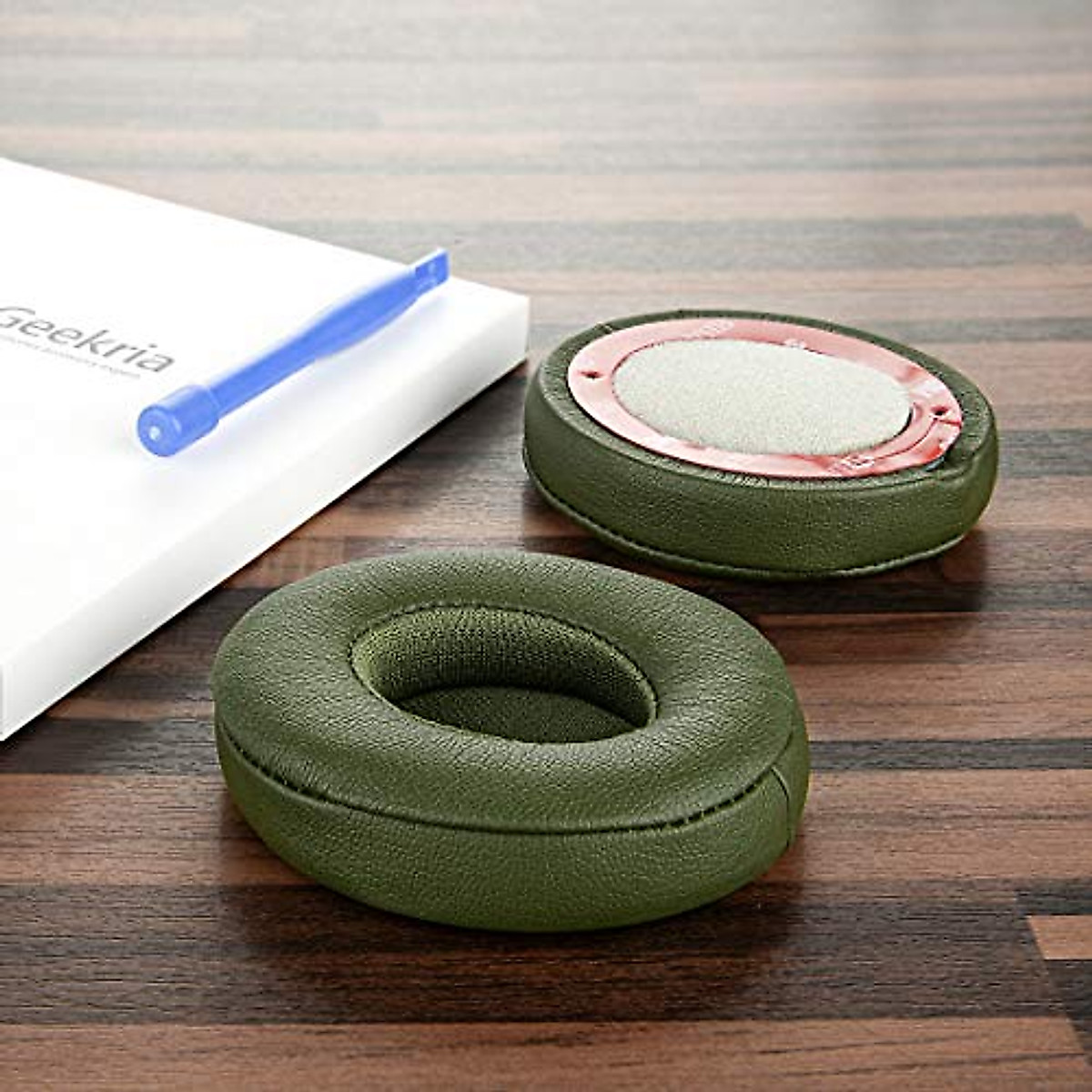 Geekria QuickFit Replacement Ear Pads for Beats Solo3, Solo 3.0 Wireless (A1796) Headphones Earpads, Headset Ear Cushion Repair Parts (Green)