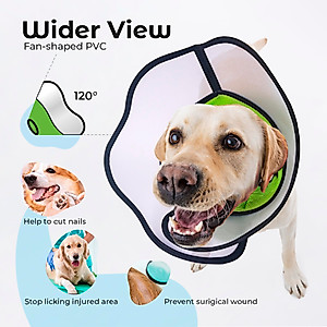 Soft Dog Cone - Adjustable Pet Recovery Cone - Ideal for Post-Surgery Comfort – Adjustable fit Cone for Large and Medium Dogs (Size L Green)